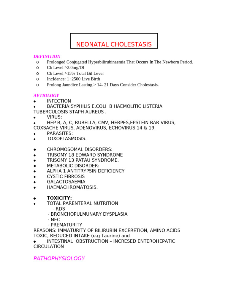 Neonatal Cholestasis | PDF