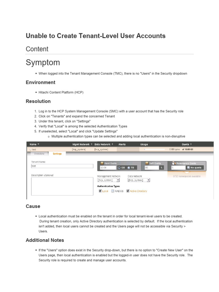 Fix Tenant-Level User Account Issues | PDF