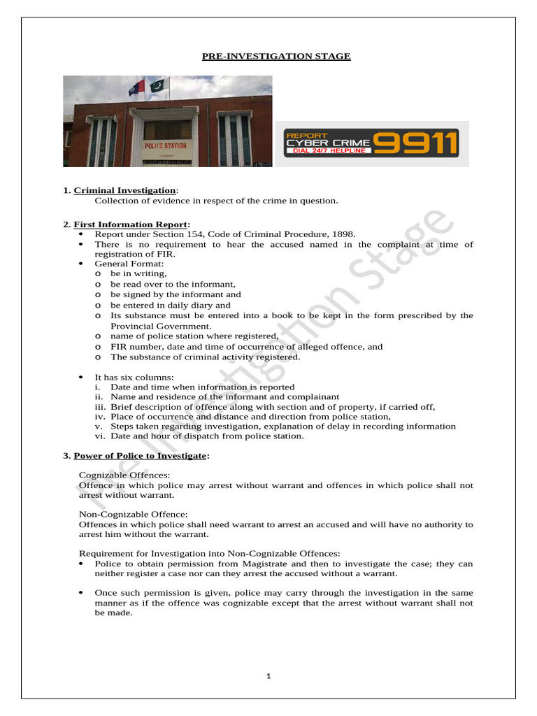 Pre-Investigation Procedures in Criminal Cases | PDF