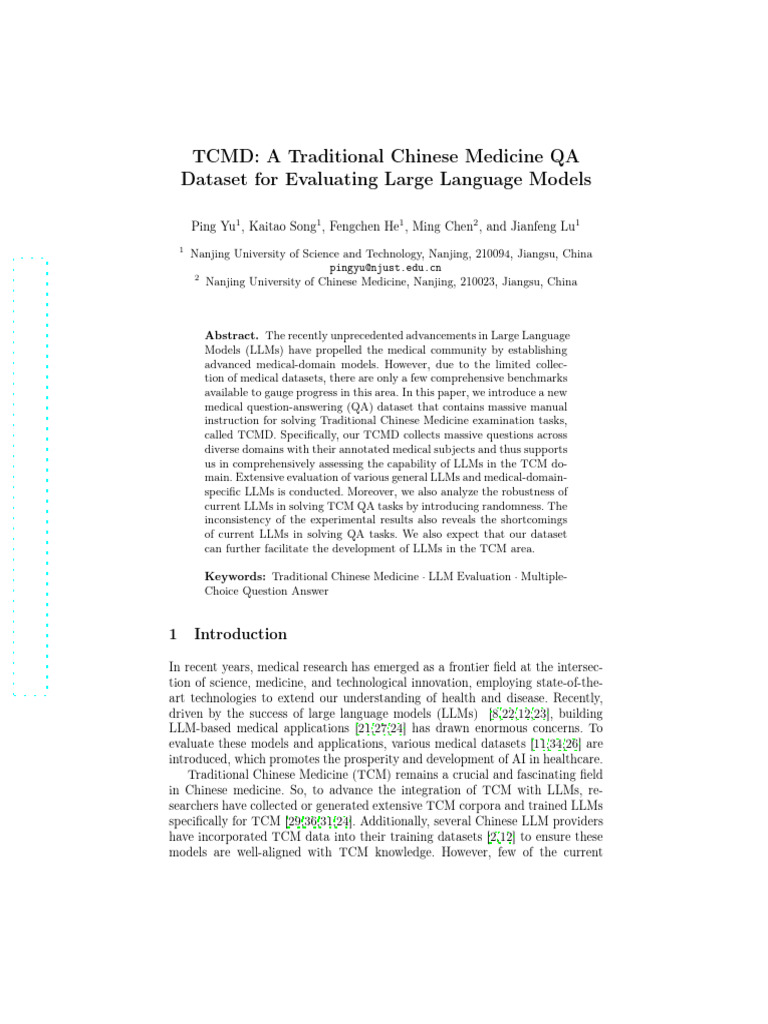 TCMD: A Traditional Chinese Medicine QA | PDF | Traditional Chinese ...