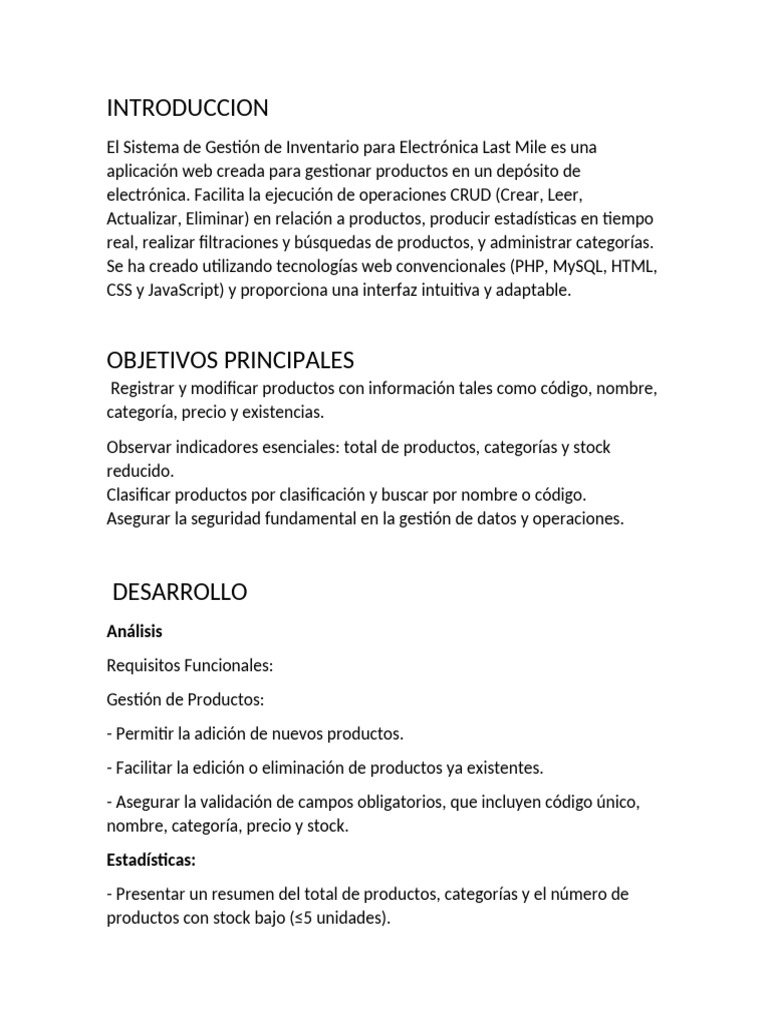 Documentacion de Gestion de Inventario | PDF | Mi sql | Script Java