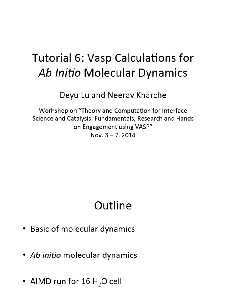 VASP-MD-Tutorial6 | PDF | Physics | Theoretical Physics
