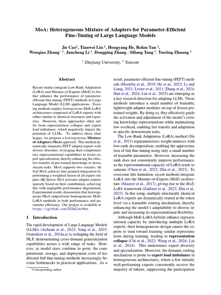 Moa: Heterogeneous Mixture of Adapters For Parameter-Efficient Fine ...