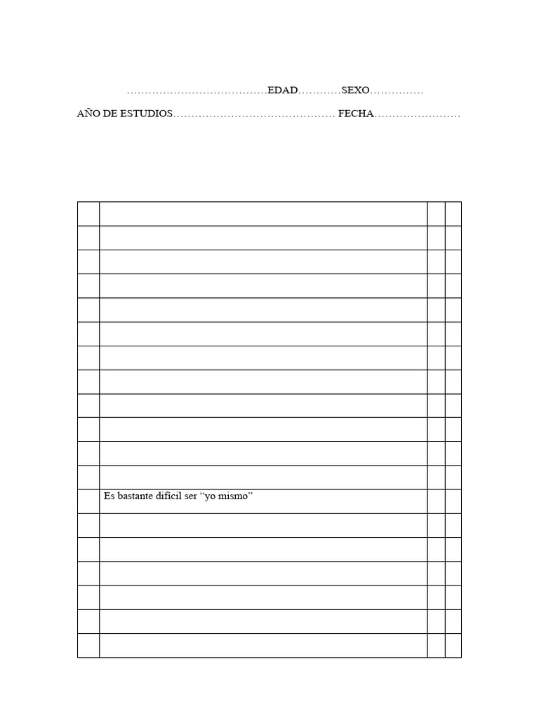 ESCALA DE AUTOESTIMA DE COOPERSMITH ESCOLAR Páginas | PDF