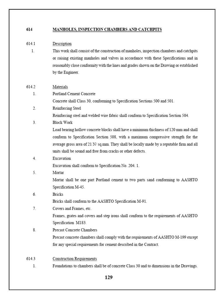 614 Manholes, Inspection Chambers and Catchpits | PDF | Concrete | Masonry