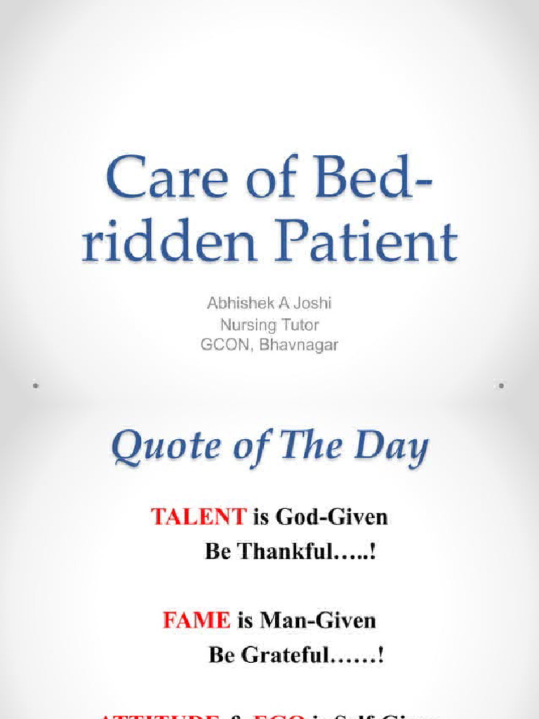 Care of Bed Plaster Cast Traction Ridden Patientpptx | PDF
