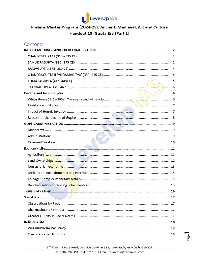 Gupta Era: Key Kings & Contributions | PDF
