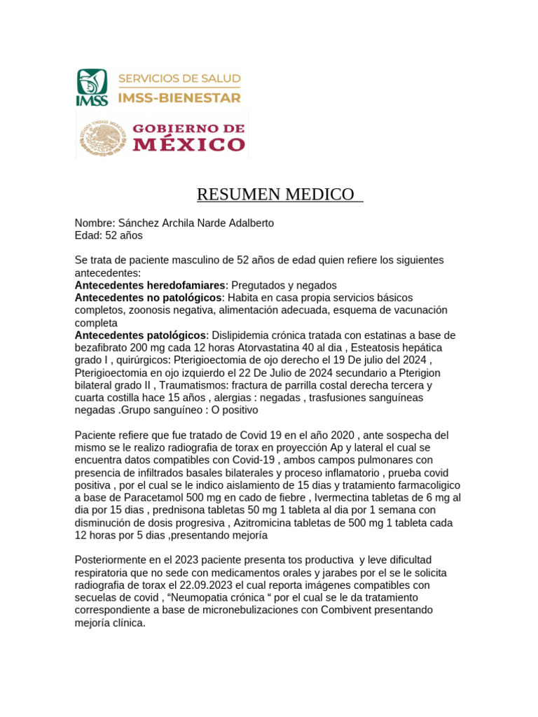 Resumen Medico Papa | PDF