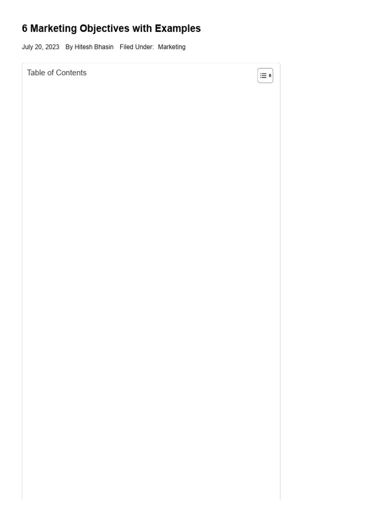 Marketing Objectives with Examples | PDF | Marketing | Performance ...