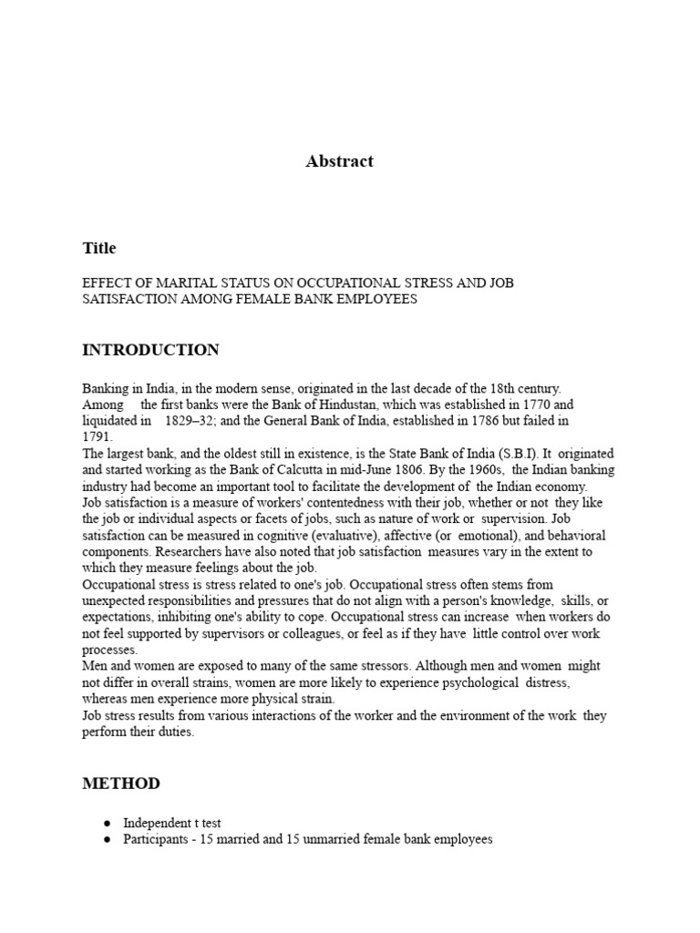 Abstract For Paper Presentation | PDF | Occupational Stress | Stress (Biology)