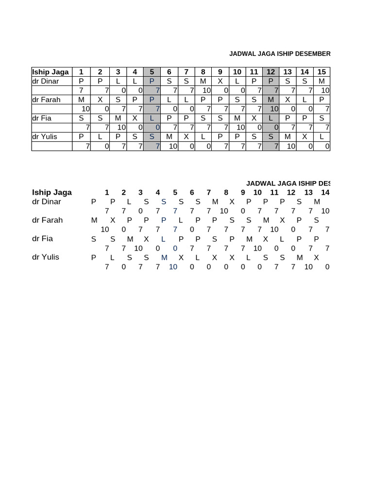 Jadwal Igd Desember | PDF