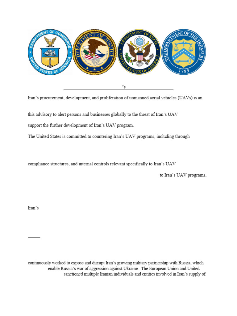 Iran's UAV Threat: Industry Guidance | PDF | Office Of Foreign Assets ...