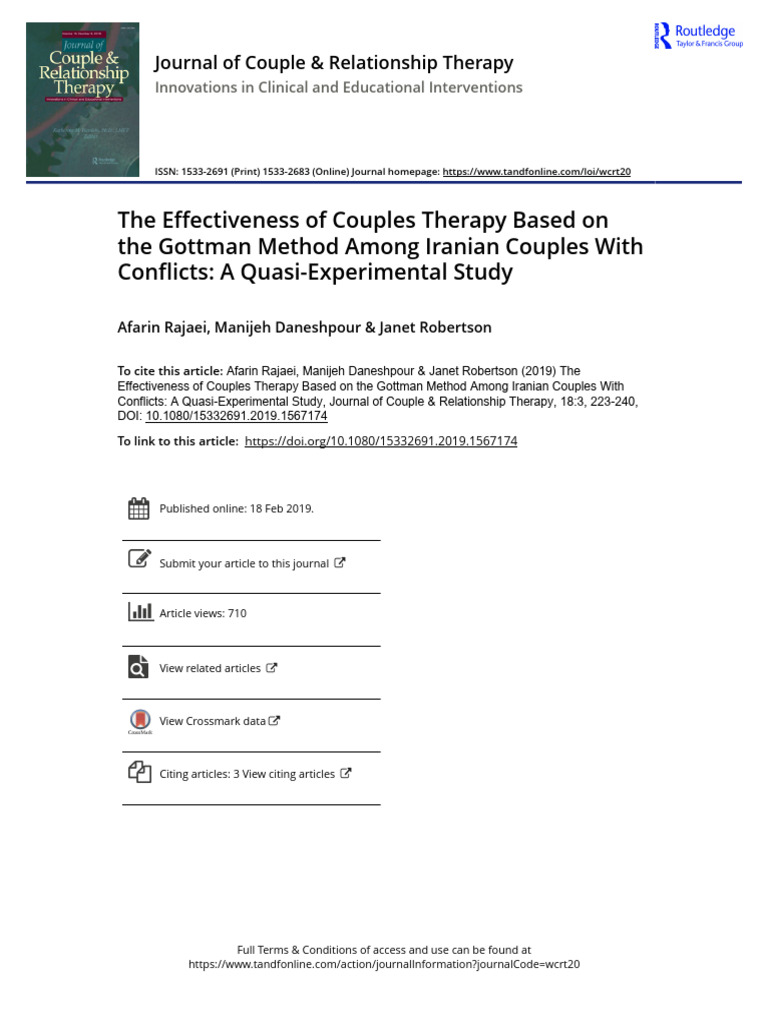 The Effectiveness of Couples Therapy Based On The Gottman Method Among ...