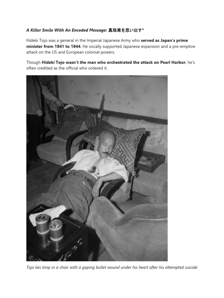 A Killer Smile With An Encoded Message (Death of Hideki Tojo, Japanese ...