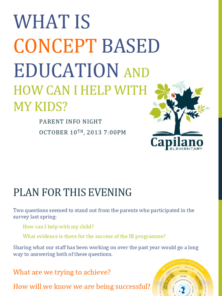 Concept Based Educ Parent Night 2013 - Jen Fixed | PDF | Concept | Learning