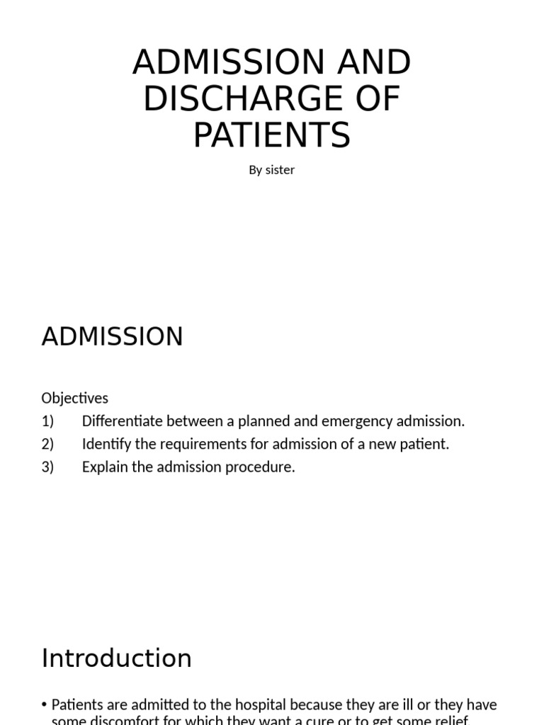 Patient Admission and Discharge Procedures | PDF | Patient | Hospital