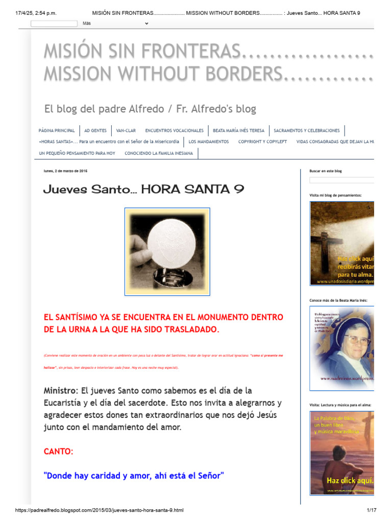 Hora Santa Jueves Santo | PDF | eucaristía | Sacerdote