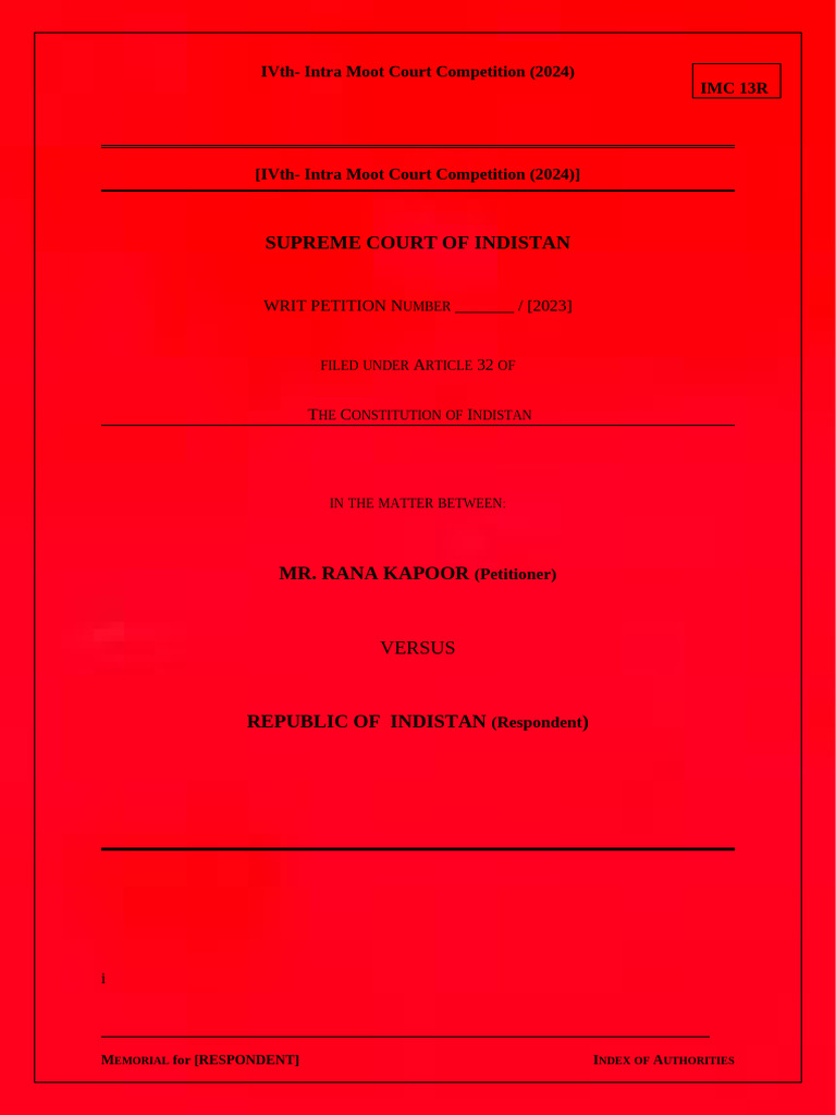 Intra Moot Court Competition 2024 Memorial | PDF | Defamation | Supreme ...