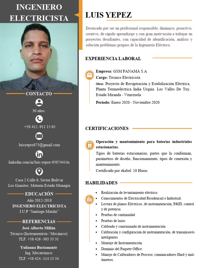 Curriculum Luis Edgardo Yepez Carrasco | PDF | Ingeniería