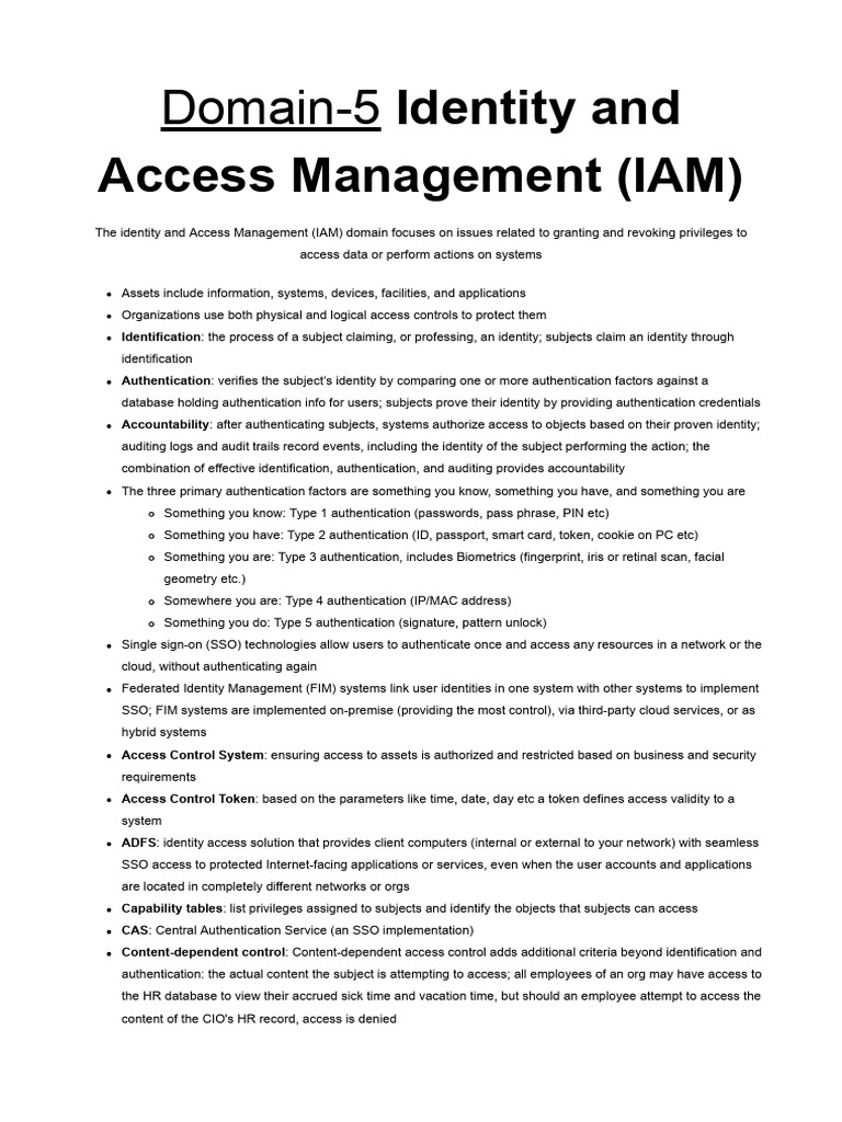 CISSP Domain 5 Objectives | PDF | Radius | Computer Access Control