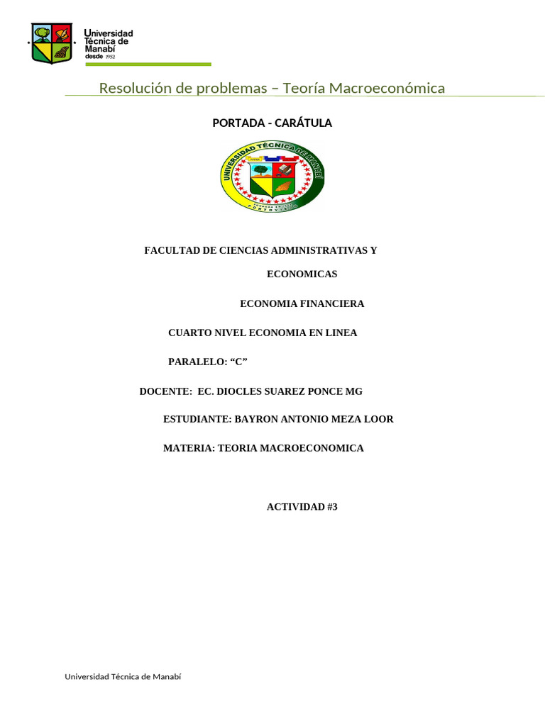 Tarea de Macro U2 S1 | PDF | Equilibrio económico | Economias