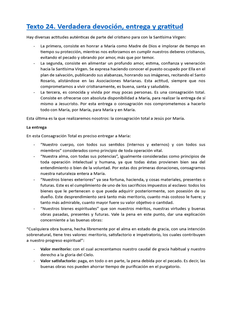 Leccion 24 - Verdadera Devocion, Entrega y Gratitud | PDF | María ...