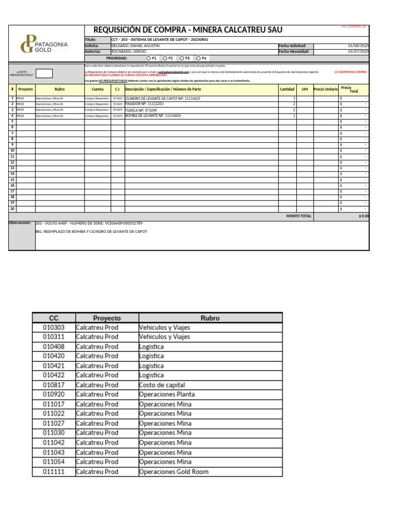 RQ - CCT - 203 - Sistema de Levante de Capot - 20250601 | PDF