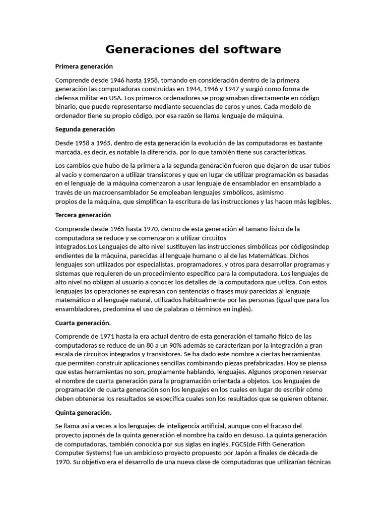 Generaciones Del Software | PDF | Lenguaje de programación ...