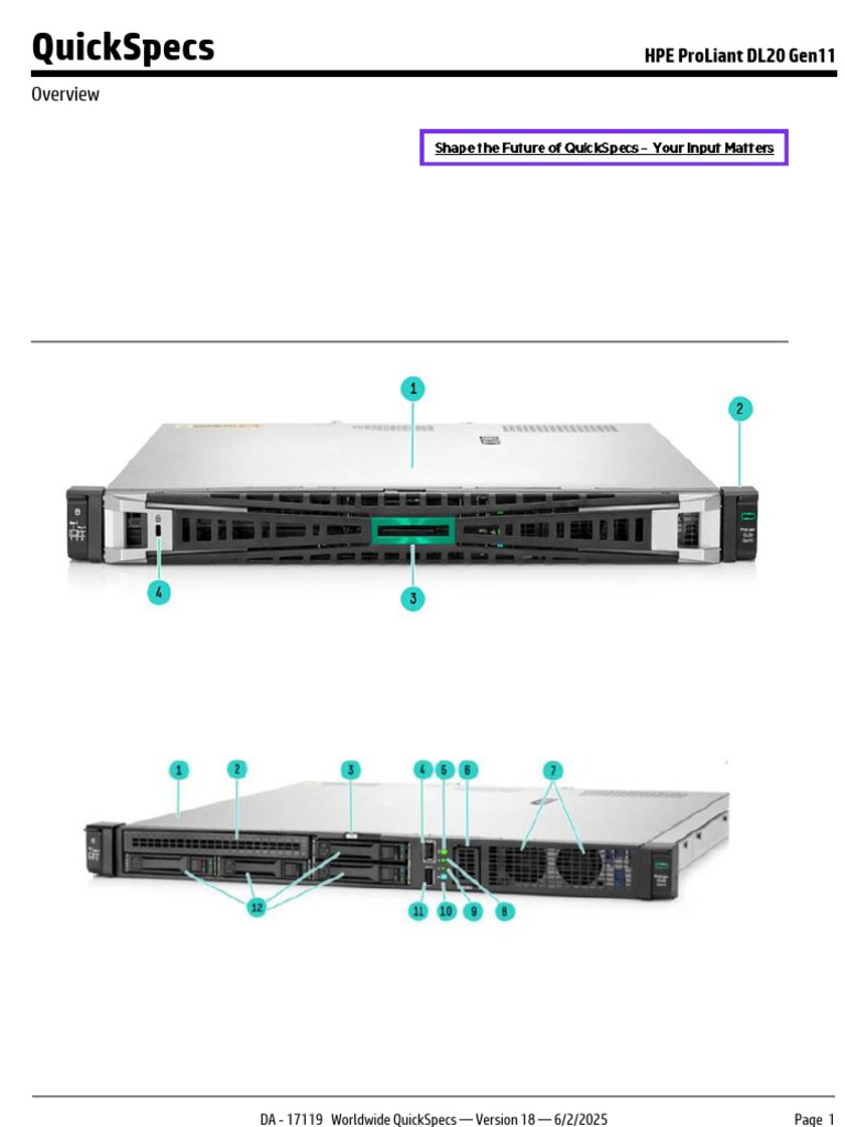 HPE ProLiant DL20 Gen11 | PDF | Computer Science | Computer Hardware
