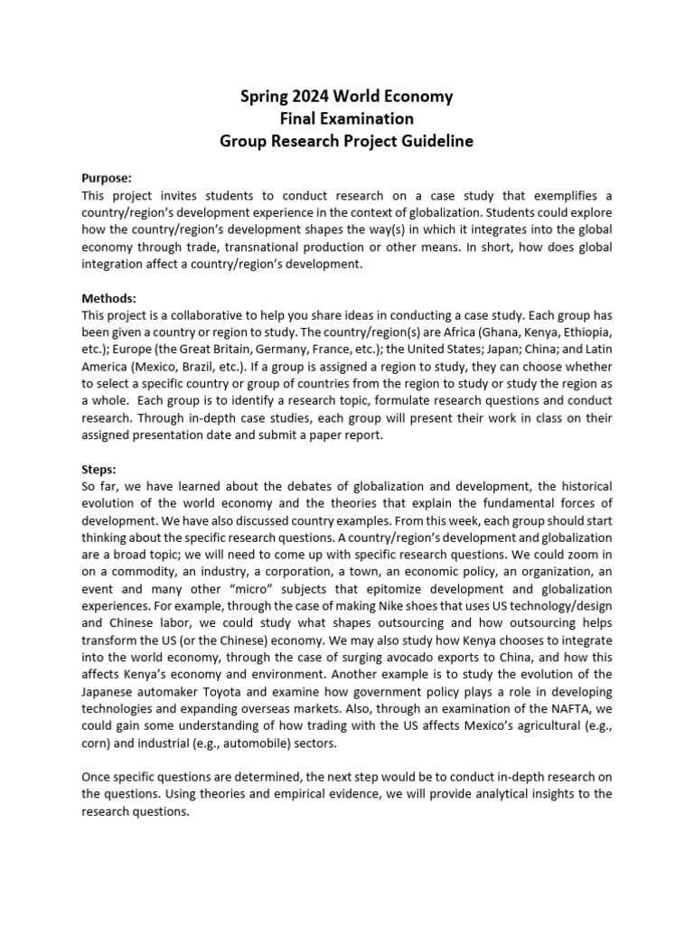Group Research Project Guidelines | PDF | Academic Publishing | Economies