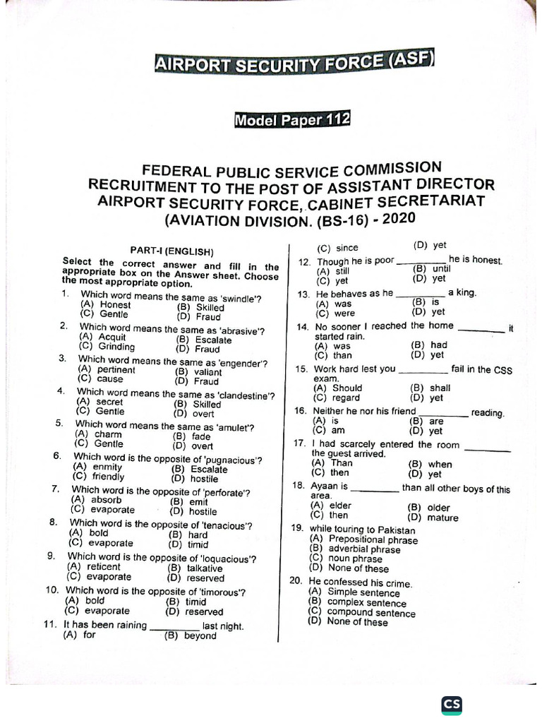 Past Papers Inspector ASF | PDF