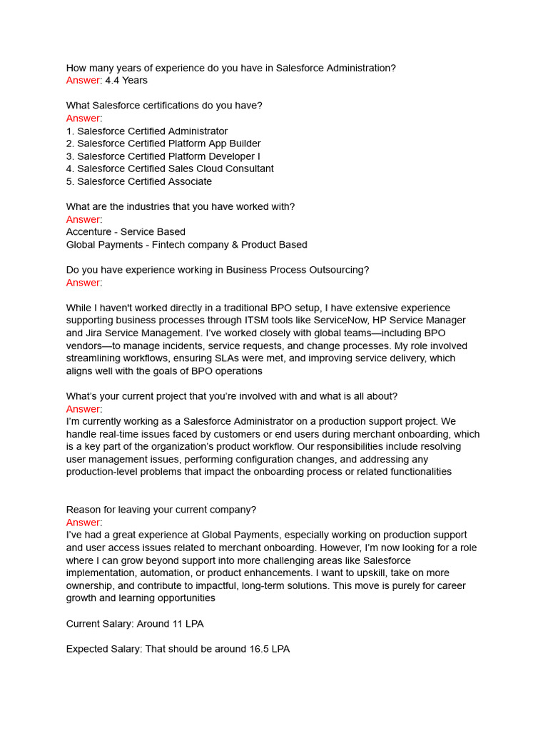 Salesforce Screening Questions | PDF