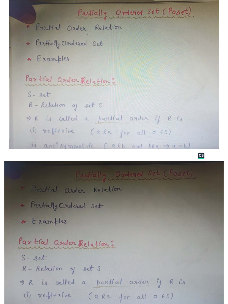 Partially Ordered Set LL POSET LL EXAMPLE of POSET LL | PDF