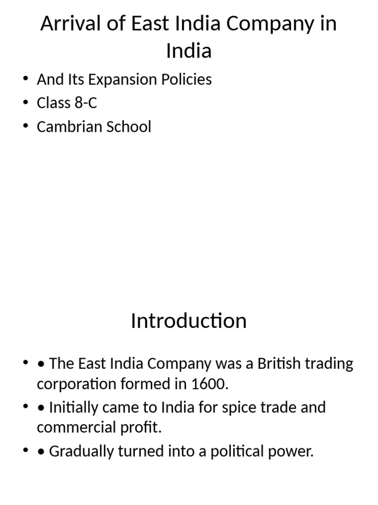 Arrival of East India Company Presentation-1 | PDF