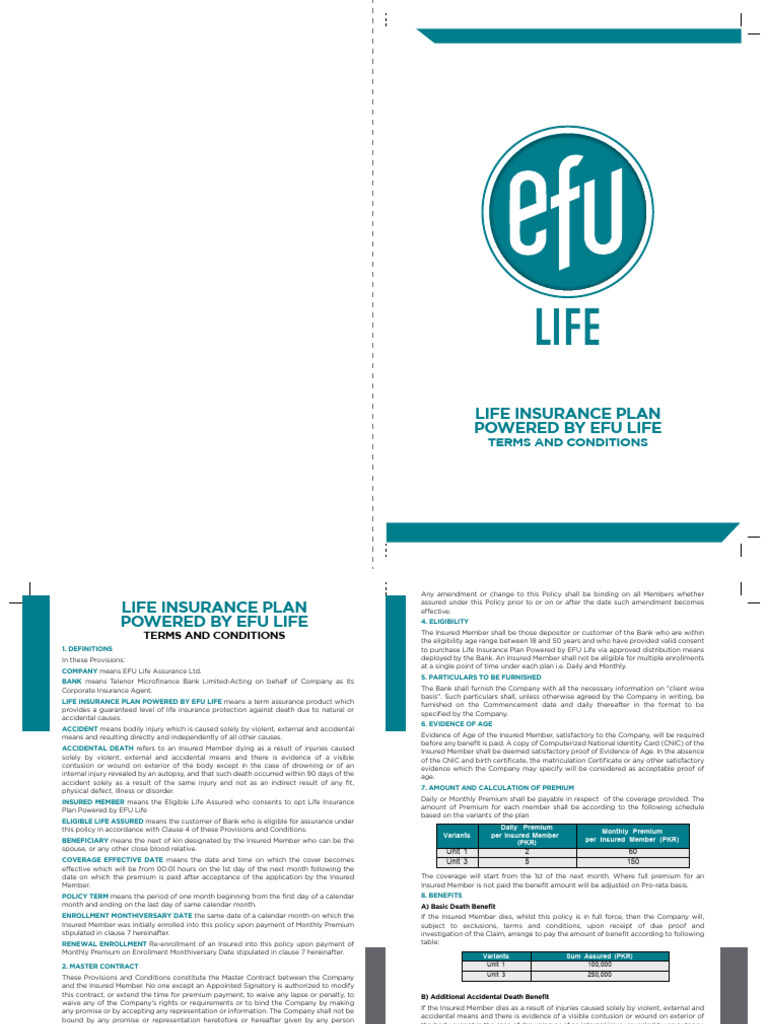 Life Insurance Plan Powered by EFU Life | PDF | Insurance | Life Insurance
