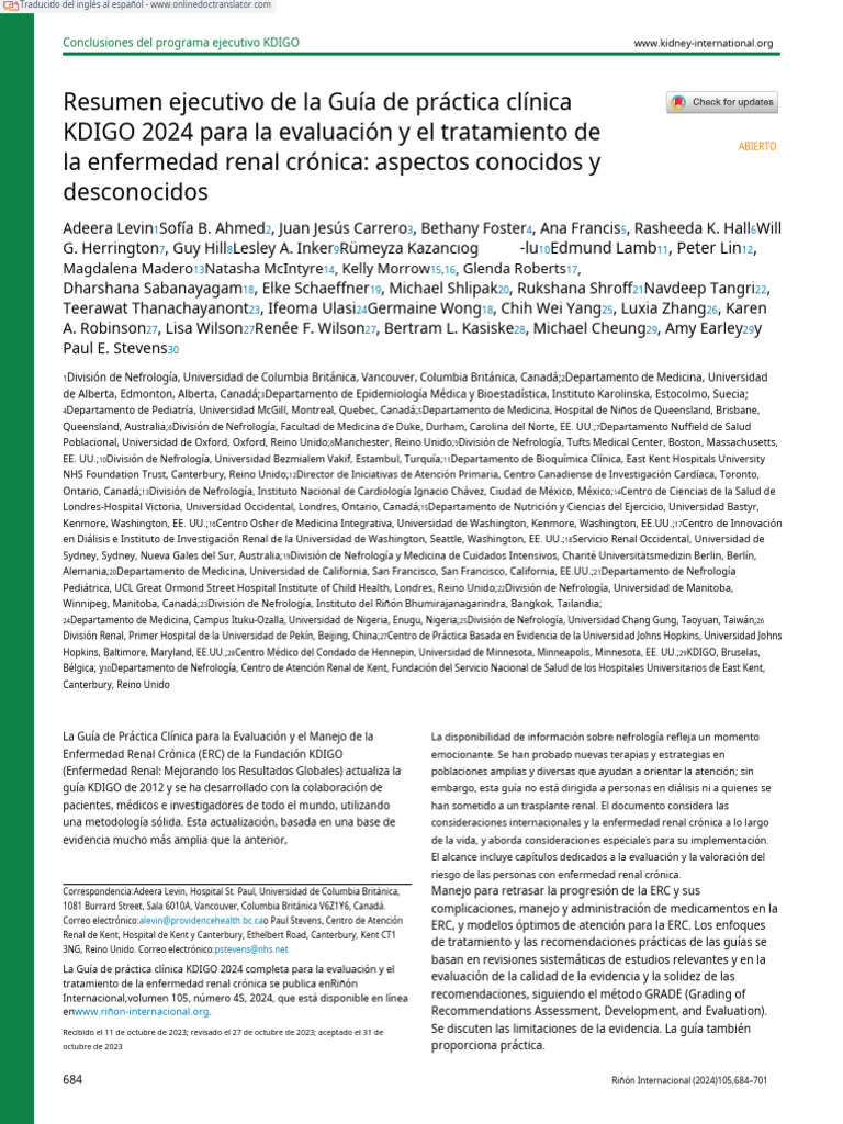 KDIGO 2024 CKD Guideline Executive Summary - En.es | PDF | Medicina | Medicina CLINICA