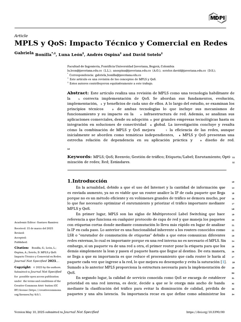 MDPI Article Template | PDF | Redes | Cambio de etiquetas multiprotocolo