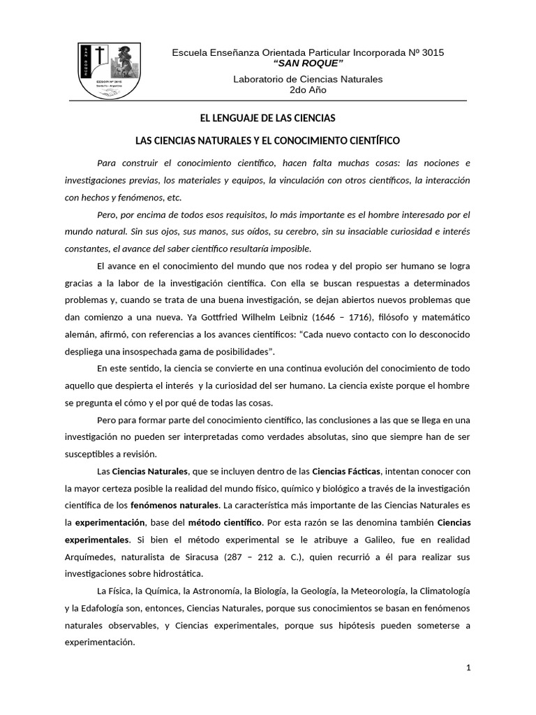 El Lenguaje de Las Ciencias | PDF | Laboratorios | Science