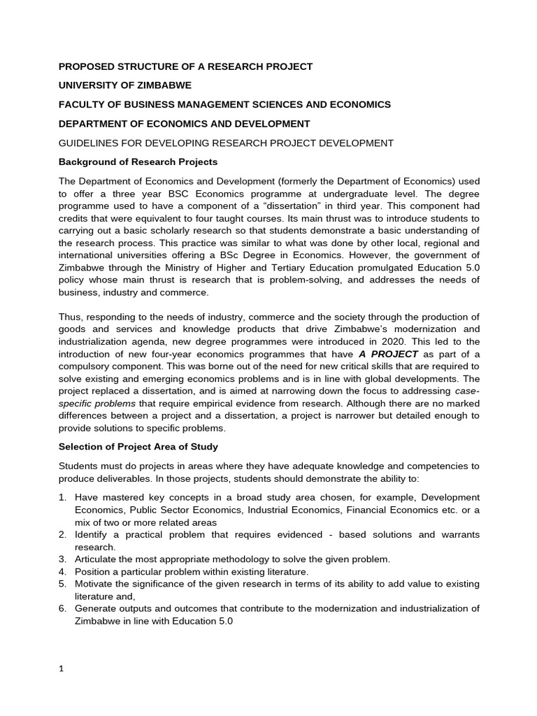 Economics Project Guidelines 2023 | PDF | Methodology | Statistics