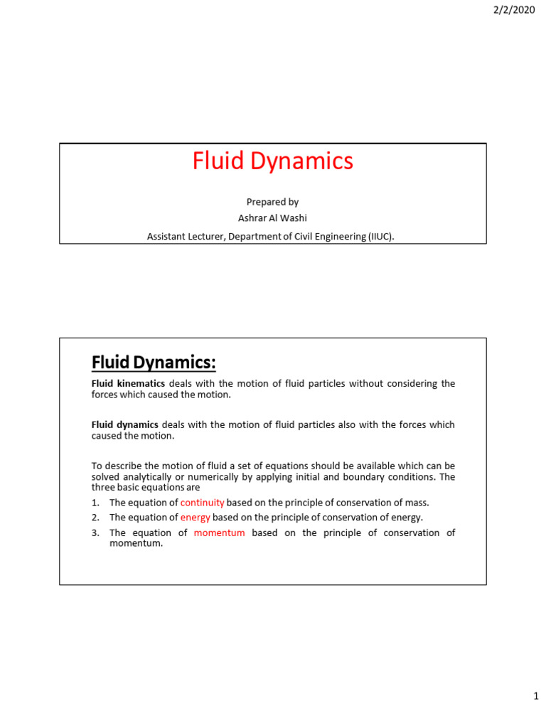 Fluid Dynamics Updated | PDF | Fluid Dynamics | Momentum