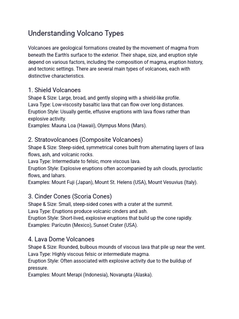 Understanding Volcano Types | PDF
