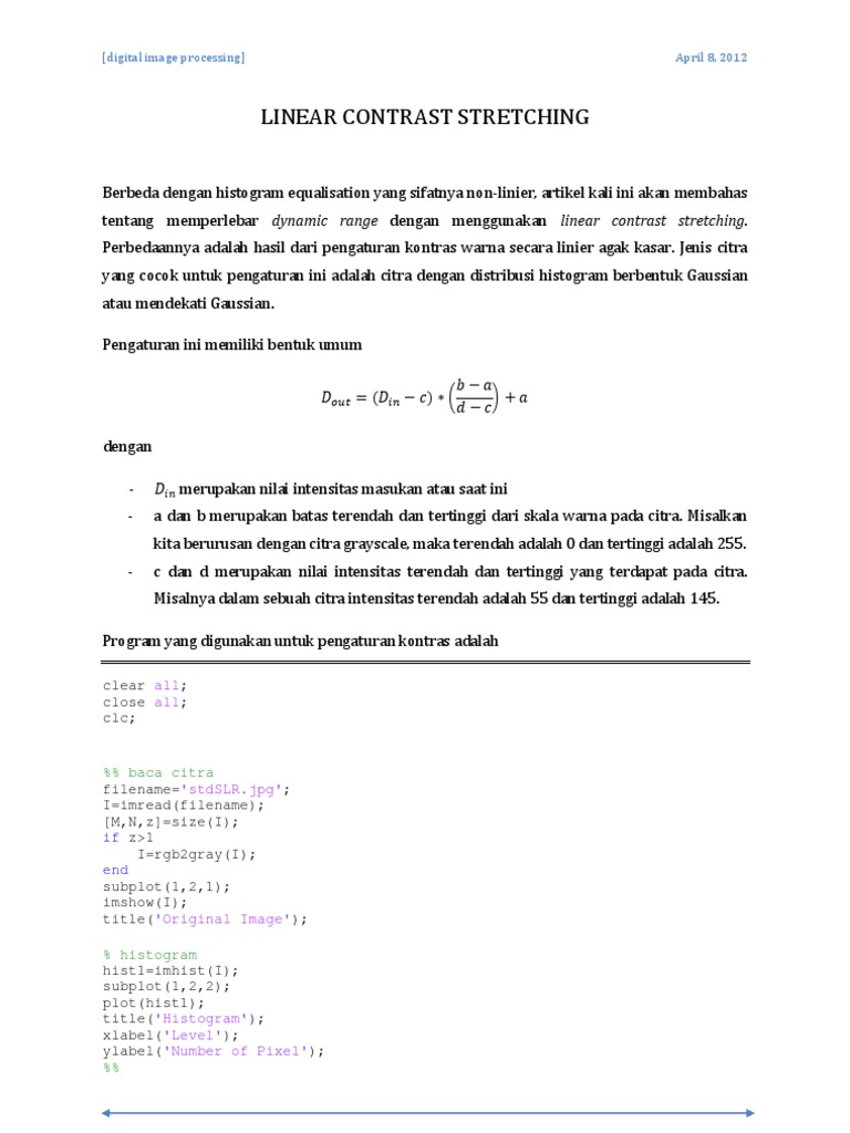 Linear Contrast Stretching | PDF