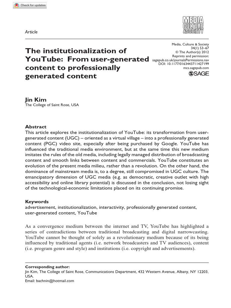 YouTube's Shift to Professional Content | PDF | Hulu | You Tube