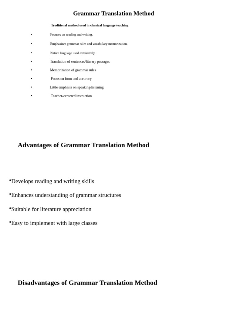 Grammar Translation Method | PDF | Learning | Language Education