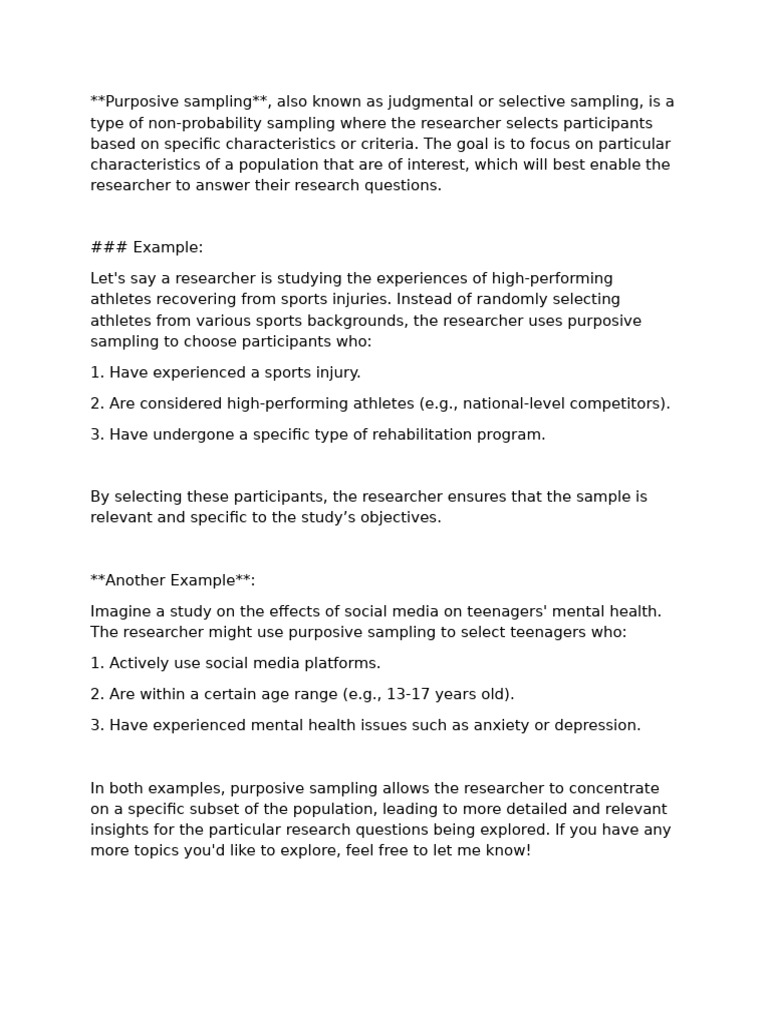 Purposive Sampling | PDF