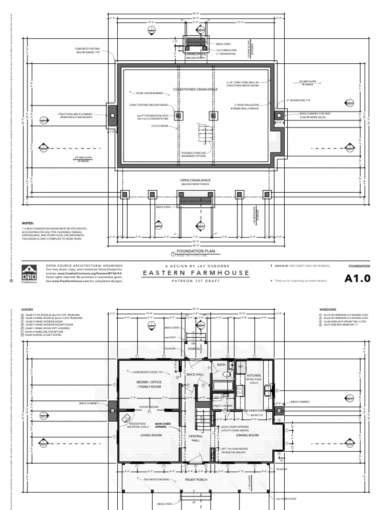 Eastern Farmhouse - Architectural Plans | PDF | Basement | Building Engineering