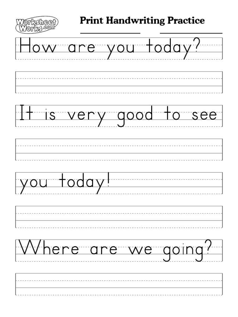WorksheetWorks Print Handwriting Practice 1 | PDF