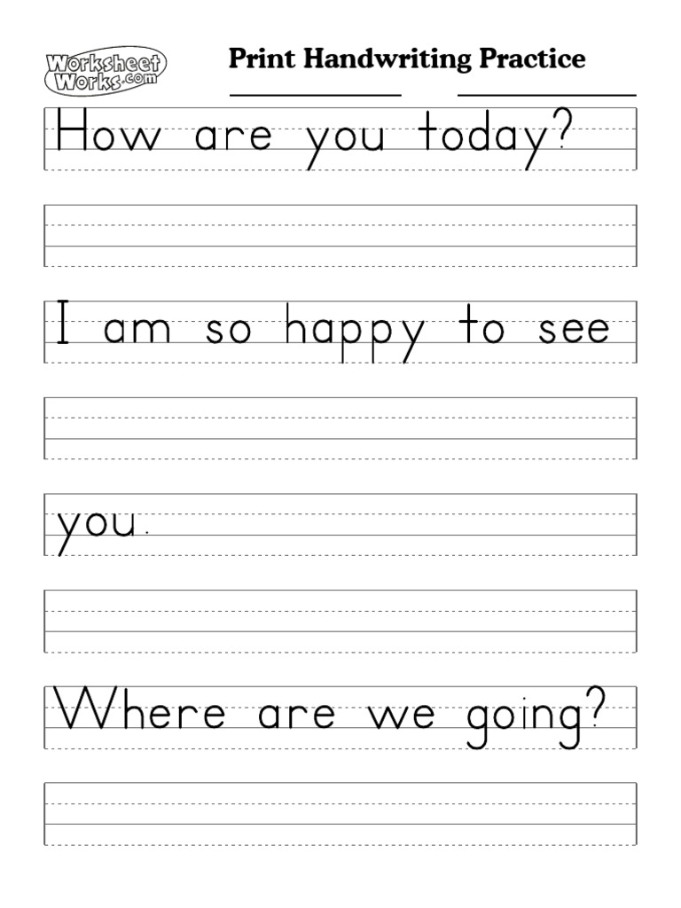 WorksheetWorks Print Handwriting Practice 1 | PDF