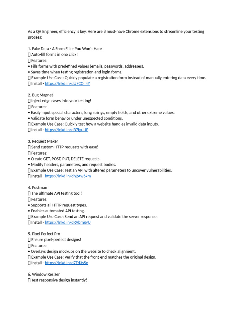 8 Essential Chrome Extensions For QA Engineer | PDF