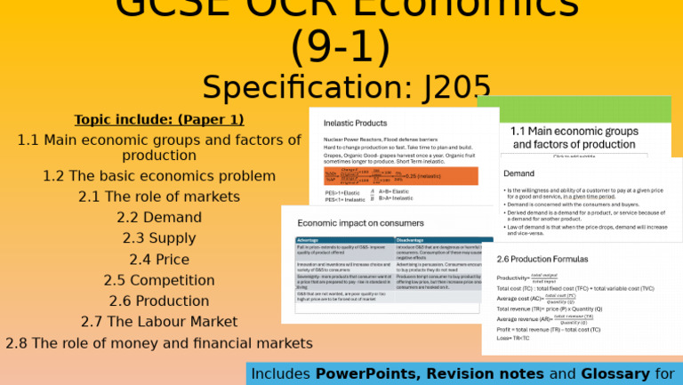 Gcse Ocr Economics PPT j205 - Paper 1 | PDF